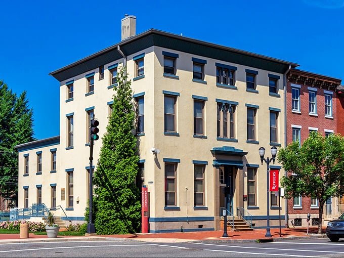 Downtown Camden's skyline showcases its urban renewal, with the iconic Ben Franklin Bridge connecting this affordable gem to Philadelphia's bustling metropolis.