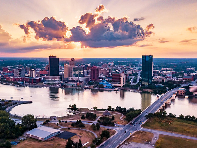 Toledo's downtown skyline offers architectural eye candy with historic brick buildings standing proudly alongside sleek modern towers. The Glass City's urban core tells a story of resilience and reinvention.