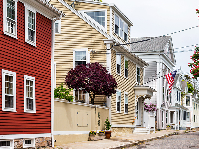 Colorful colonial homes line Stonington's streets like a New England rainbow &ndash; red, yellow, and white facades telling stories of maritime heritage.