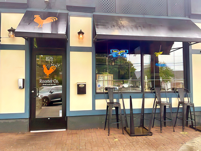 The iconic rooster sign welcomes hungry visitors to this Newington gem, where comfort food gets the gourmet treatment it deserves.