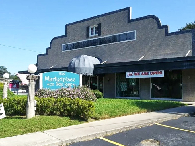 The stepped brick fa&ccedil;ade of Marketplace on San Jose stands like a time portal in Jacksonville's San Marco neighborhood, promising treasures within.