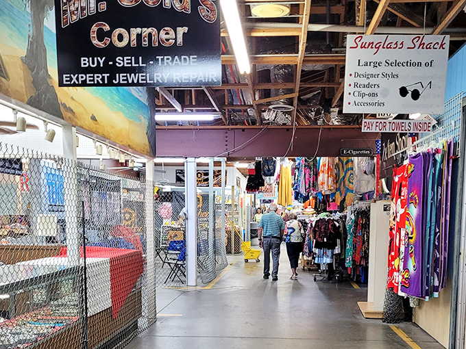 Wooden beams overhead create nature's perfect shopping cathedral. The indoor corridors of Red Barn beckon with promises of treasures waiting to be discovered.