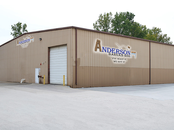 The unassuming exterior of Anderson Bargain Bins belies the treasure trove within. Like a Vegas casino, what happens inside defies all reasonable expectations.