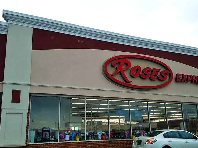 The unassuming storefront of Roses Express belies the retail wonderland within. Like a discount store TARDIS, it's bigger on the inside!