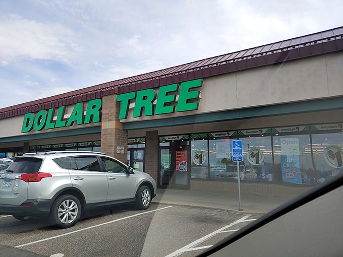 The iconic green signage beckons bargain hunters like a retail lighthouse. Dollar Tree's promise of affordable treasures shines bright against Minnesota's often-gray skies.