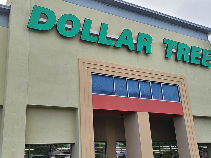 The iconic green glow of Dollar Tree beckons bargain hunters like a retail lighthouse on Biloxi's Beach Boulevard.
