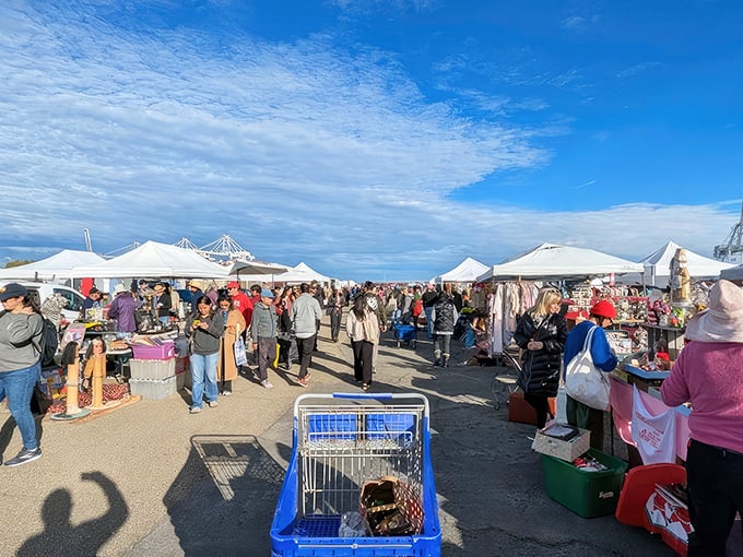 The San Francisco skyline plays second fiddle to this treasure hunter's paradise, where white tents stretch as far as the eye can see.