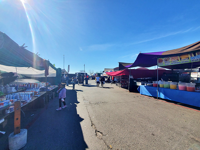 The weekend treasure hunt begins! Shoppers navigate the bustling aisles of El Rematito, where one person's castoffs become another's prized discoveries.