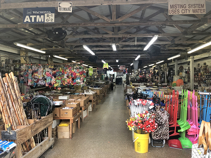 Rows of colorful goods and quirky finds turn this indoor market into a treasure hunter’s playground.