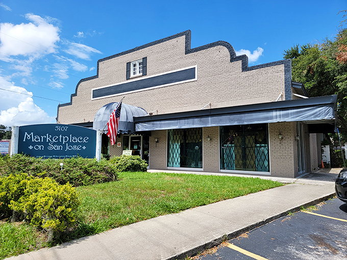 The stepped brick fa&ccedil;ade of Marketplace on San Jose stands like a time portal in Jacksonville's San Marco neighborhood, promising treasures within.