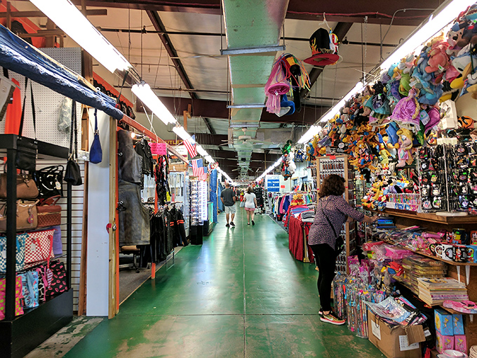 Long corridors of possibility stretch before you at Main Gate Flea Market, where Florida souvenirs and treasures await around every corner.