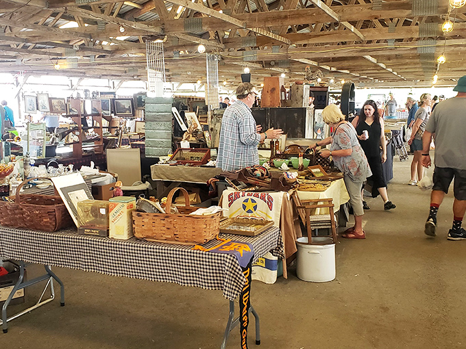 The treasure hunt begins under these rustic wooden beams, where one person's castoffs become another's prized possessions.
