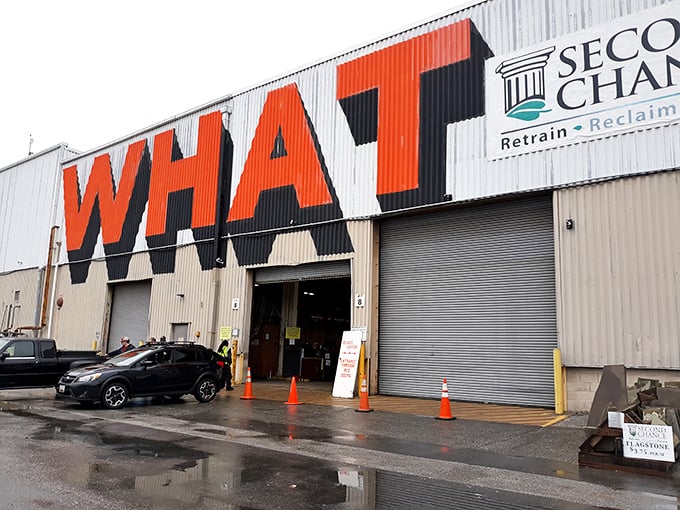 The "WHAT" painted boldly across this industrial facade isn't a question&mdash;it's your first reaction when you discover the treasures waiting inside Baltimore's ultimate salvage wonderland.