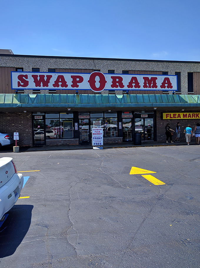 The unassuming exterior of Swap-O-Rama belies the treasure trove within. Like a retail speakeasy, only the initiated know what wonders await inside.