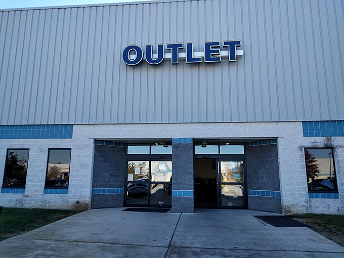 The unassuming exterior of Goodwill Outlet in New Castle hides a treasure trove within. Like a Vegas casino, what happens inside these blue-trimmed walls stays in your cart.