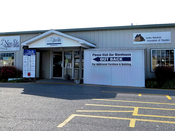 The unassuming exterior of New Life Thrift Shop houses a treasure trove that would make any bargain hunter's heart skip a beat.