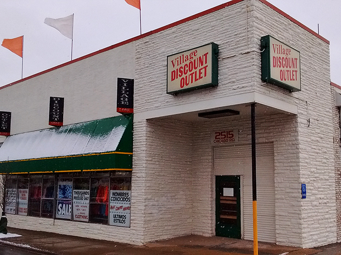The unassuming white brick facade of Village Discount Outlet hides a treasure trove within. Like finding a $20 bill in last year's winter coat&mdash;the excitement is just beginning.