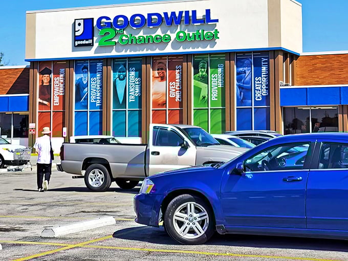 The blue and green signage of Goodwill's 2nd Chance Outlet promises more than bargains&mdash;it offers retail redemption for items seeking new homes.