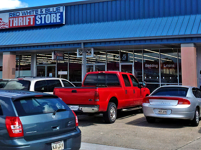 The patriotic blue exterior announces itself with all the subtlety of a Fourth of July parade&mdash;a fitting preview of the bargain explosion waiting inside.