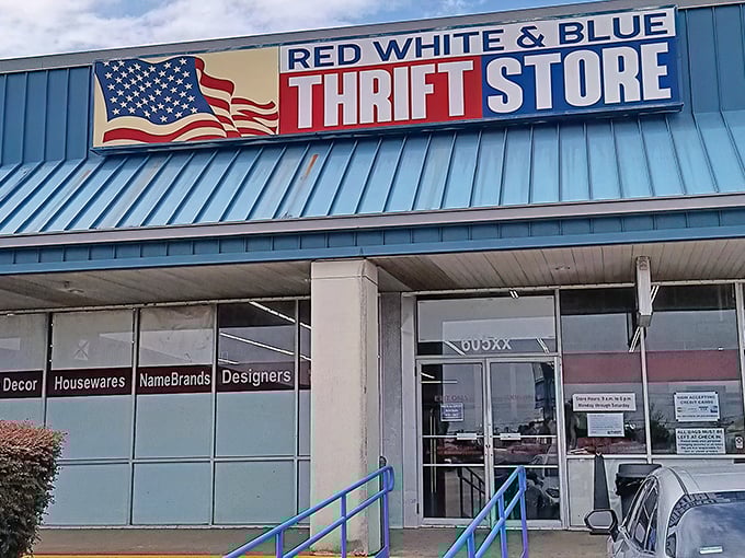 The patriotic blue exterior announces itself with all the subtlety of a Fourth of July parade&mdash;a fitting preview of the bargain explosion waiting inside.