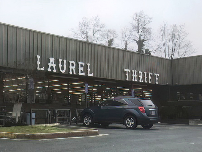 The unassuming exterior of Laurel Thrift belies the wonderland of bargains waiting inside. Like a treasure chest disguised as a strip mall storefront.