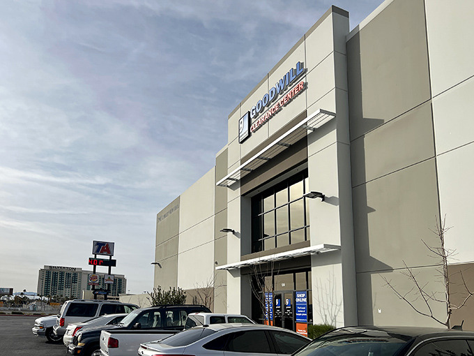 The treasure hunter's paradise stands unassuming in the desert sun, its white walls hiding a wonderland of bargains waiting to be discovered inside.