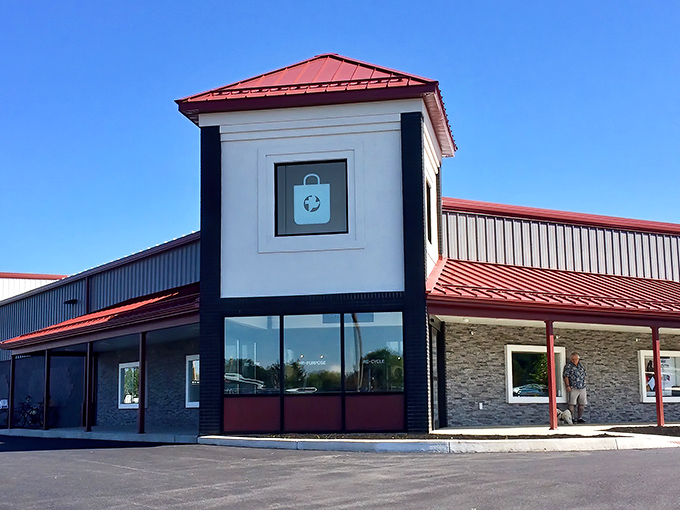 The distinctive red-roofed building stands like a beacon for bargain hunters. This isn't just any thrift store&mdash;it's a treasure-hunting headquarters.
