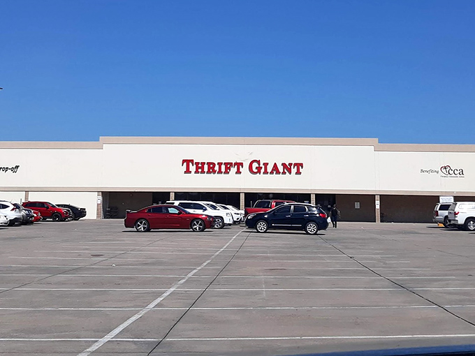 Treasure hunting paradise! Rows of clothing racks stretch toward the horizon under fluorescent lights, promising discoveries that'll make your wallet sing.