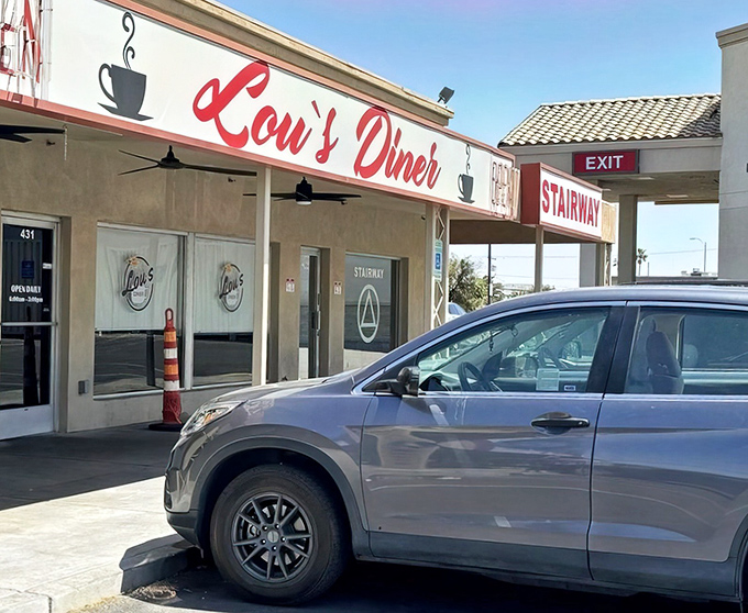 The iconic red script of Lou's Diner beckons like an old friend, promising comfort food that Las Vegas locals have treasured for generations.