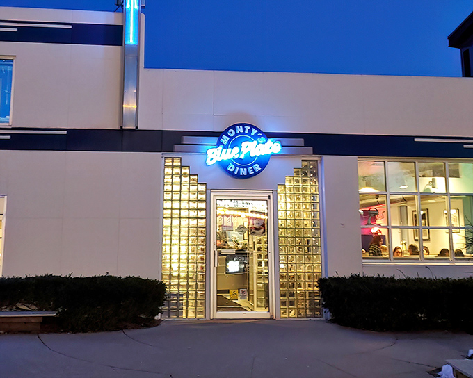 The iconic blue signage of Monty's welcomes hungry travelers like a beacon of hope for empty stomachs on Atwood Avenue.