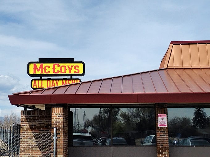McCoy's iconic sign stands like a beacon of comfort food, promising "Breakfast Served All Day" &ndash; the three most beautiful words in the English language after "chocolate lava cake."