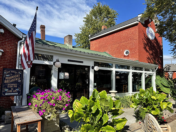 The brick exterior of Monell's welcomes you like an old friend, complete with rocking chairs and flower boxes that whisper "slow down and stay awhile."