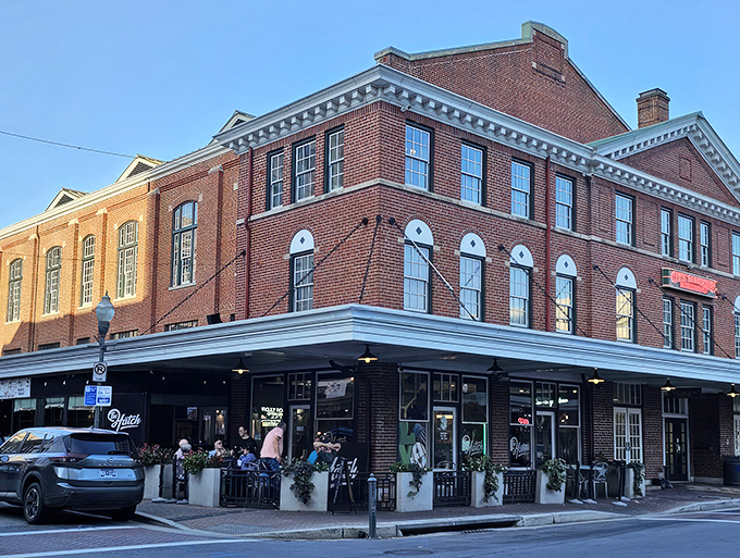 The brick fa&ccedil;ade of The Hatch stands proudly in downtown Roanoke, a culinary beacon with its welcoming green trim and flower boxes that whisper, "Come hungry, leave happy."