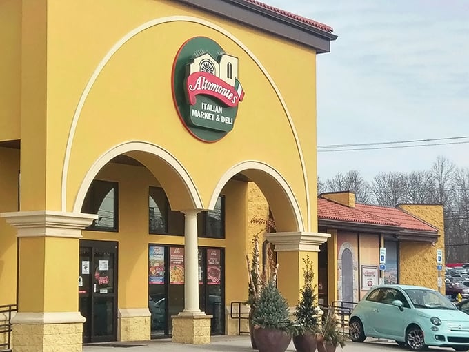 The golden arches of Italy beckon from suburban Pennsylvania&mdash;Altomonte's sunny fa&ccedil;ade promises Mediterranean treasures within those welcoming doors.
