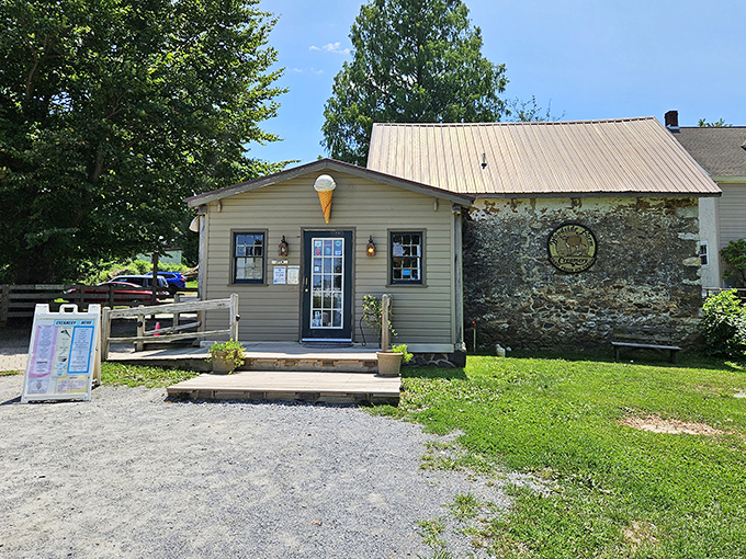 The perfect rural ice cream sanctuary. Woodside Farm Creamery's charming stone-and-wood building promises dairy delights that city slickers can only dream about.