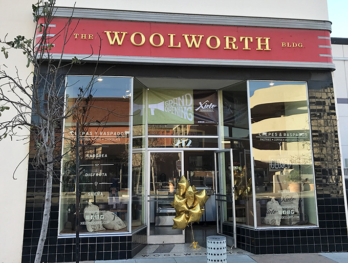 The storefront beckons like a dessert oasis in downtown Oxnard, with Xielo's elegant signage promising sweet adventures within.