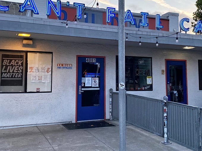 The iconic blue neon glow of Rudy's Can't Fail Cafe beckons hungry souls like a lighthouse for the breakfast-deprived. Punk rock meets pancakes in this Emeryville institution.