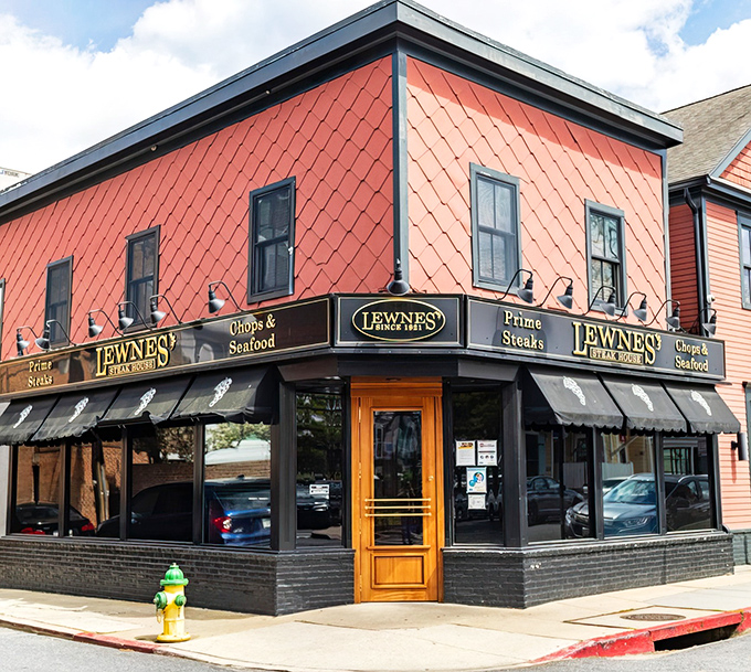 The iconic salmon-colored exterior of Lewnes' stands proudly on the corner, like a beacon calling to carnivores across Maryland.