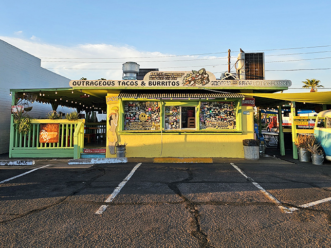 The Beach House announces itself with "OUTRAGEOUS TACOS & BURRITOS" &ndash; a promise they deliver on with technicolor enthusiasm.