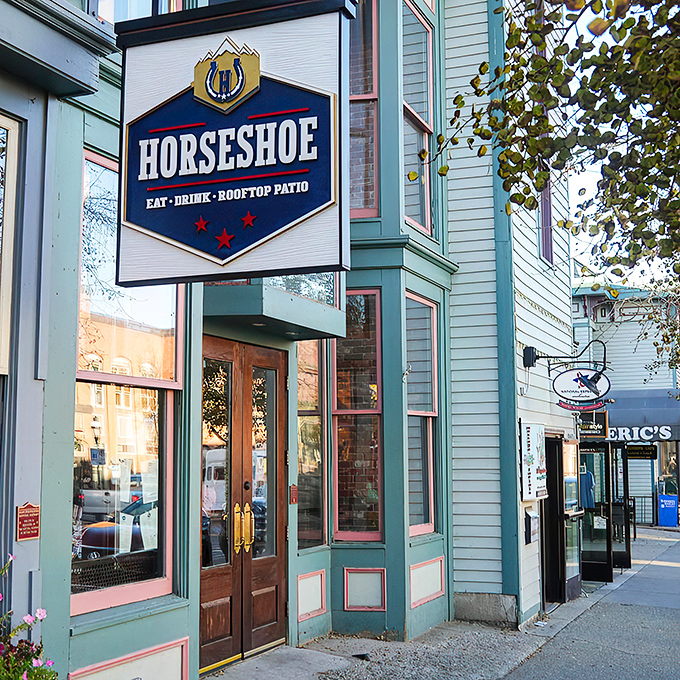 The iconic blue Horseshoe sign welcomes hungry adventurers to this Breckenridge gem. Lucky you&mdash;you've found mountain town gold.