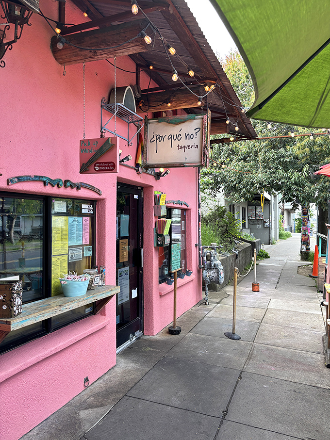 The pink facade of &iquest;Por Qu&eacute; No? beckons like a tropical oasis in Portland, complete with string lights and a crowd that knows where the good stuff is.
