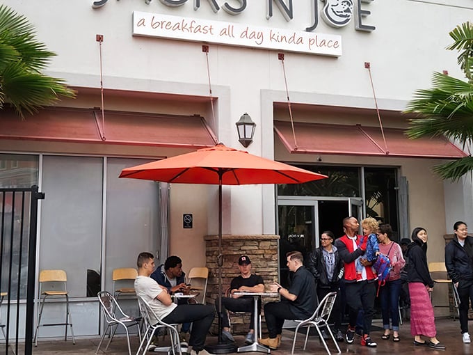 The unassuming storefront of Jacks N Joe promises "a breakfast all day kinda place" &ndash; a modest declaration for what awaits inside.