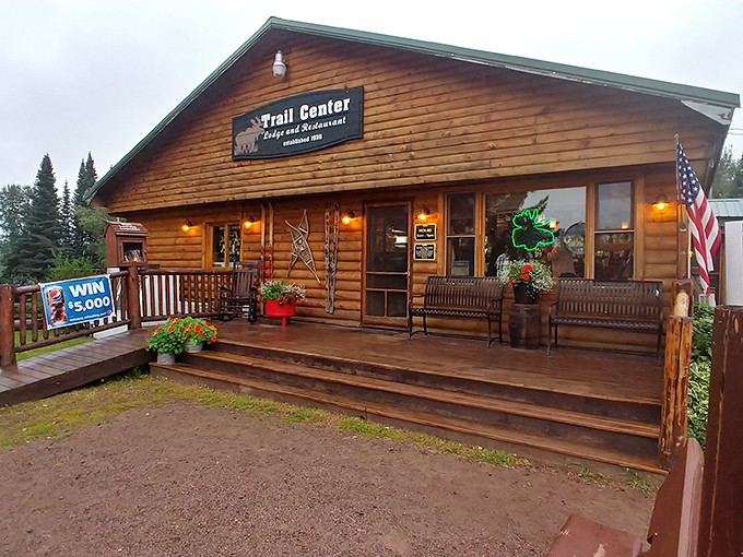 The quintessential North Woods welcome! This rustic log cabin restaurant on the Gunflint Trail promises wilderness charm and pancakes worth the journey.