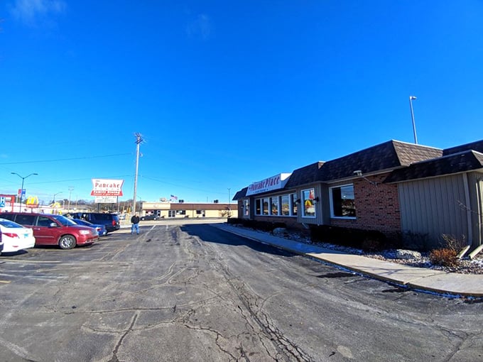 The unassuming exterior of The Pancake Place proves once again that in Wisconsin, culinary treasures often hide in plain sight.