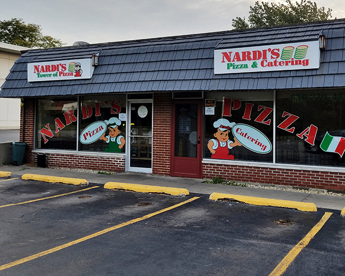 The unassuming storefront of Nardi's Tower of Pizza stands like a culinary time capsule in Addison, promising Italian-American delights that transcend its modest exterior.