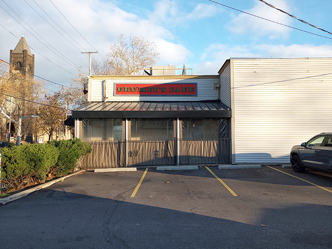 The unassuming exterior of Grumpy's Cafe in Cleveland hides culinary treasures within. Don't let the name fool you&mdash;there's nothing but happiness inside.