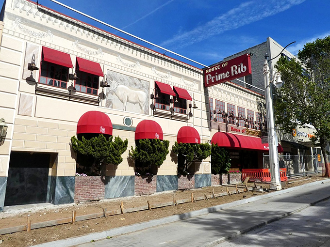 The iconic red awning of House of Prime Rib stands as a beacon to meat lovers, promising a timeless San Francisco dining experience since 1949.