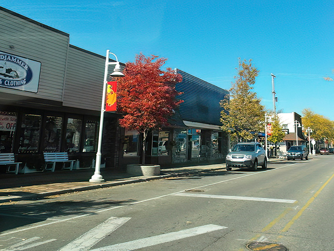 Newman Street welcomes visitors with its classic small-town charm. Leafy trees provide perfect shade for window shopping on summer afternoons.