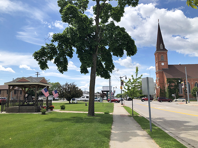 Historic storefronts standing shoulder to shoulder like old friends, Menominee's main street whispers stories of its lumber boom days.