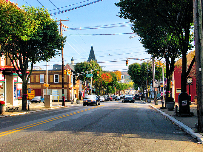 Main thoroughfares in Hackettstown offer that perfect small-town feel with modern conveniences. Blue skies frame the landscape where chocolate-scented air occasionally wafts through open car windows.